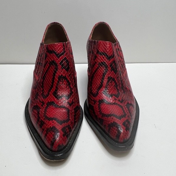 Chloe | Shoes | Chloe Rylee Python Print Red Black Leather Ankle Shoe ...